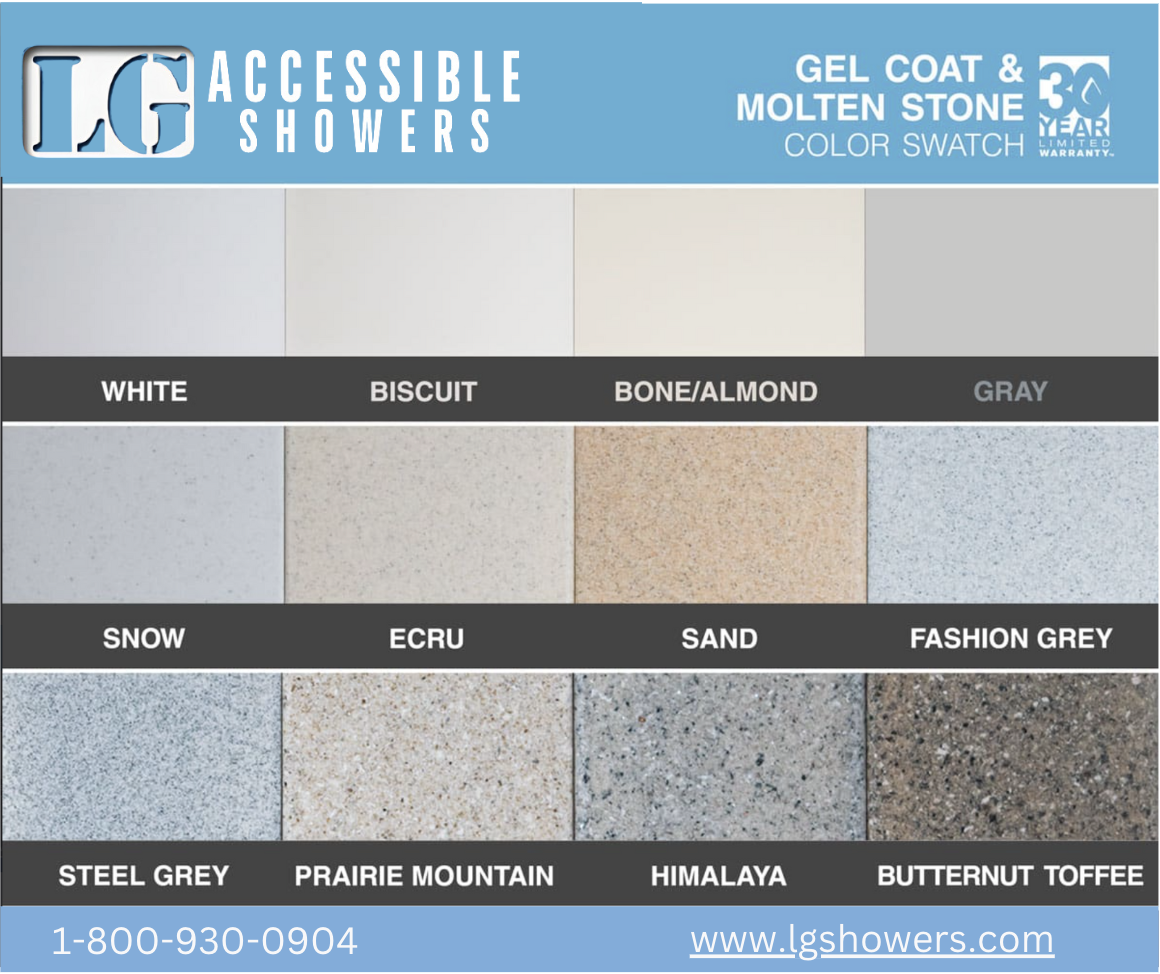 Wheelchair-Accessible ADA Roll-In Shower Smooth Wall