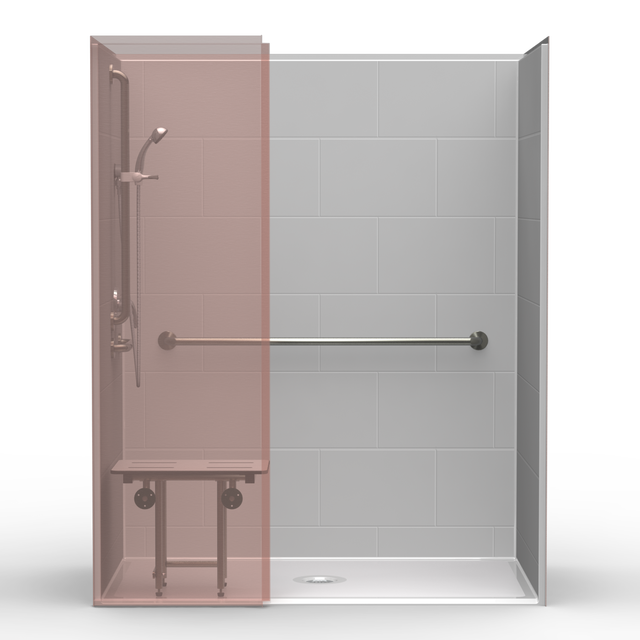 Wing Wall ADA Roll-In Shower with 12"x18" Tile