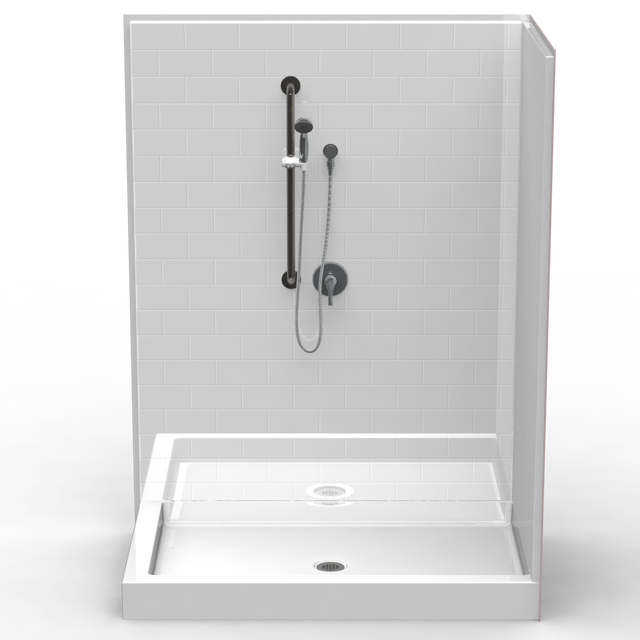 60x36 Curbed Shower with Subway Tile Walls